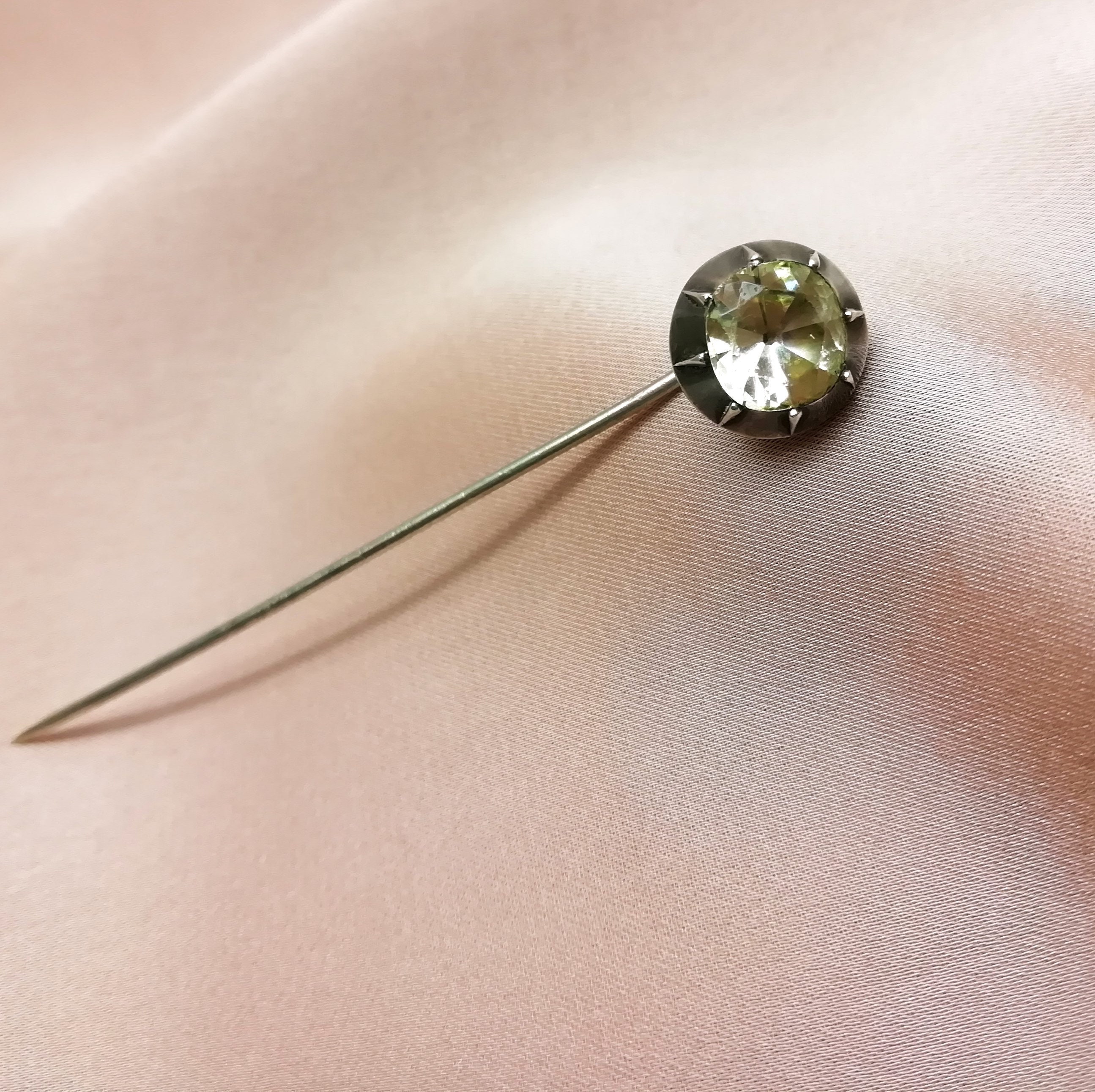 Alluring Georgian Era Black Dot Paste Solitaire Stick Pin Collet Set ...