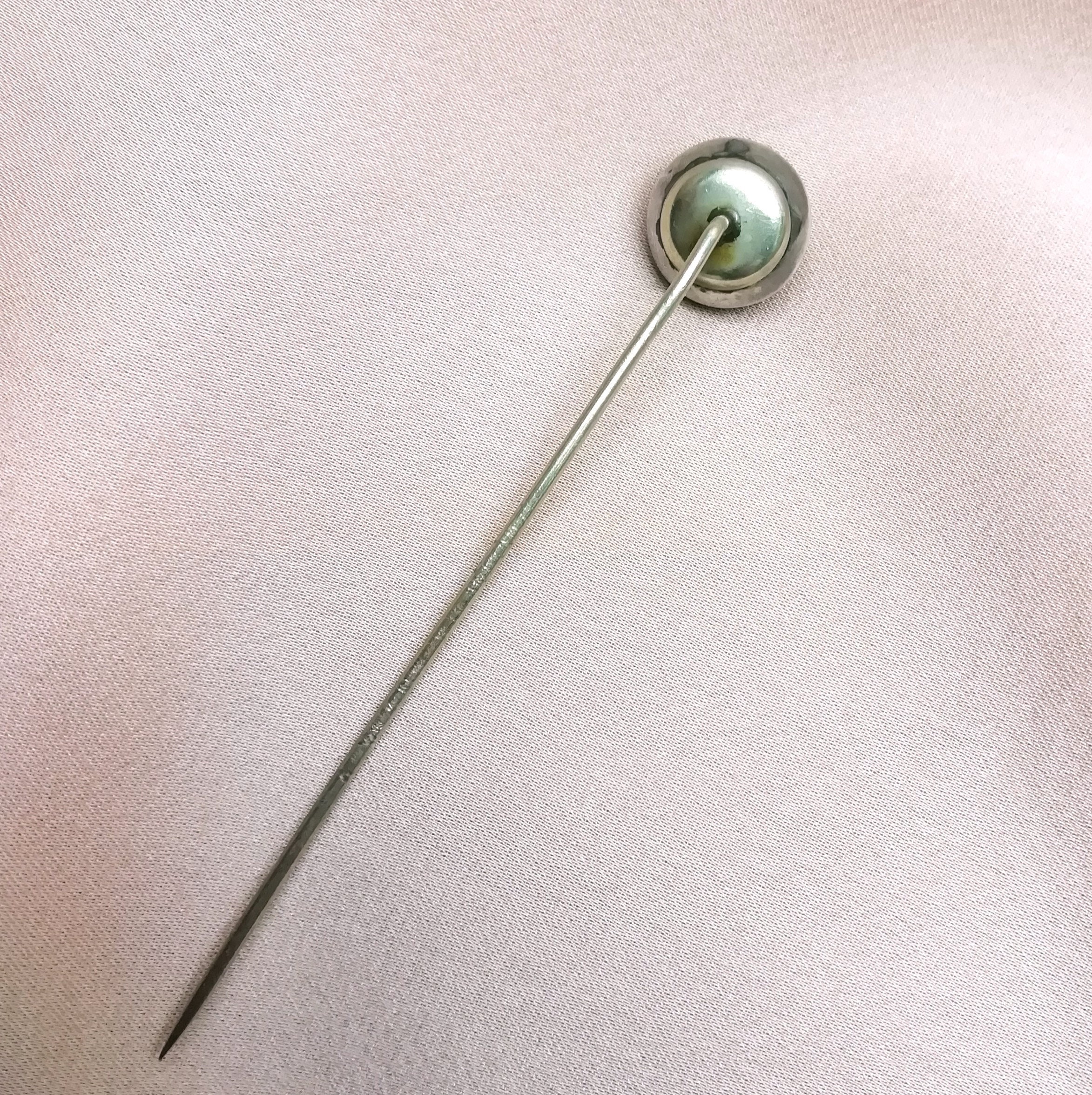 Alluring Georgian Era Black Dot Paste Solitaire Stick Pin Collet Set ...