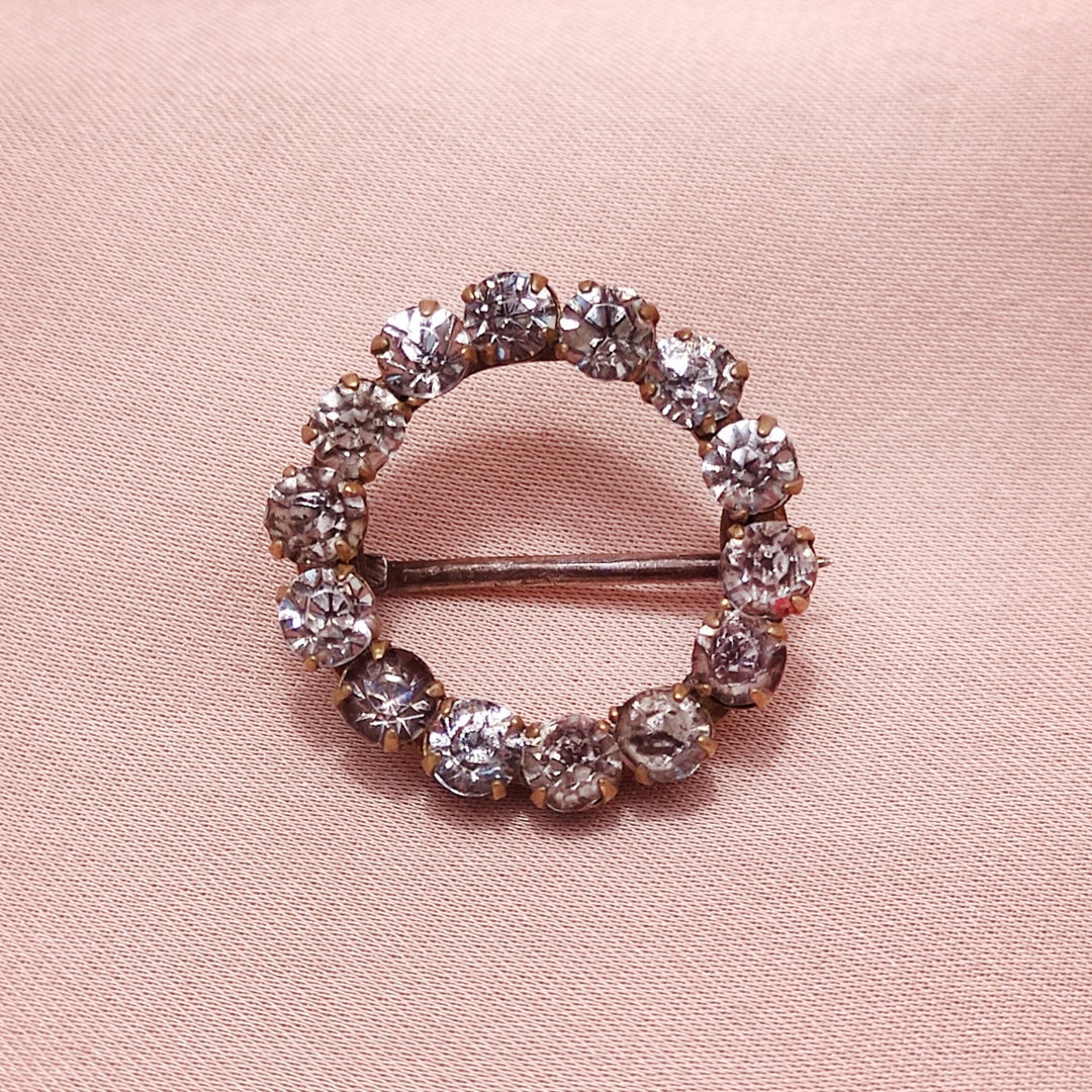 Sparkly Antique Victorian Paste Round Silver Lace Pin Diamond Cut ...