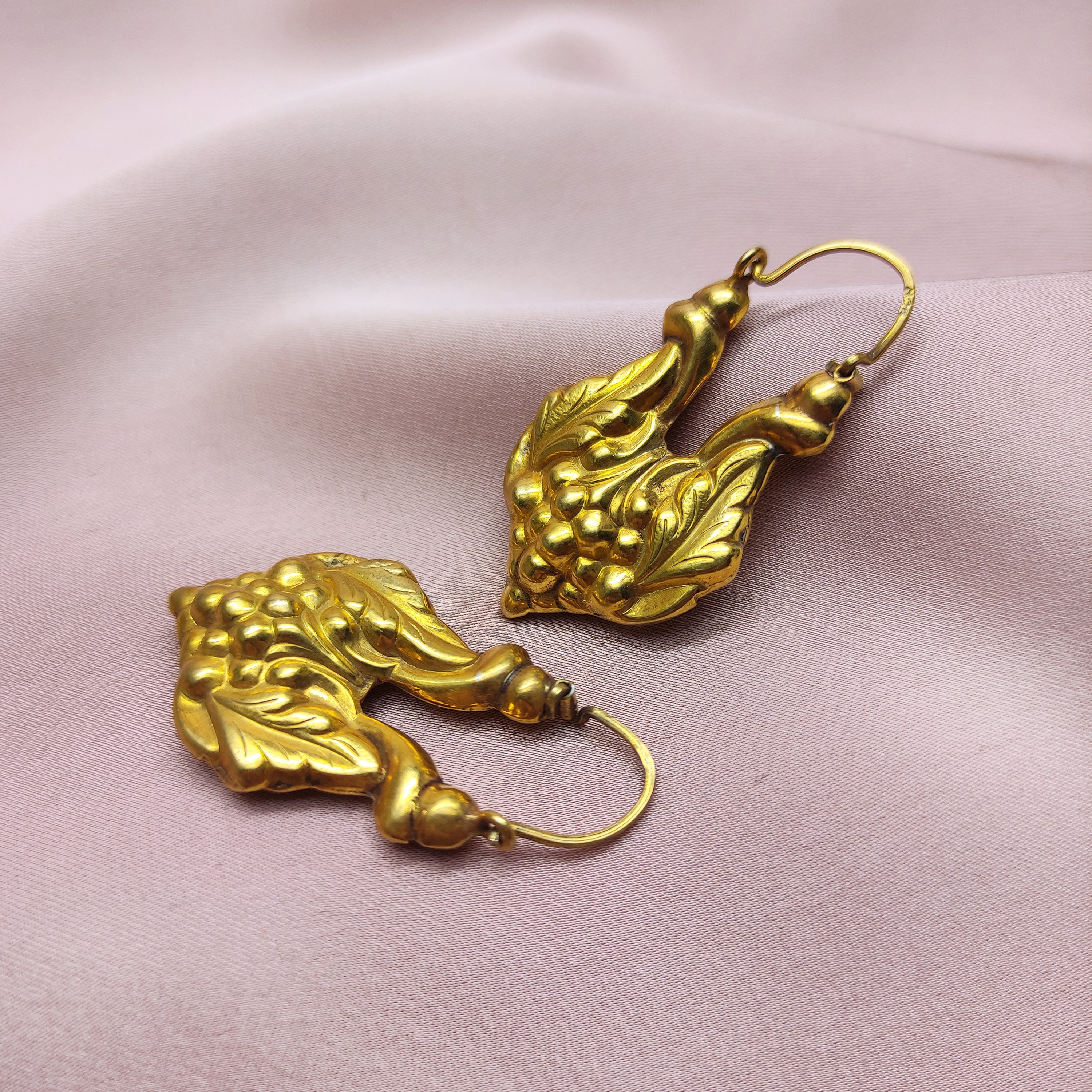 Victorian Italian Repousse Gold Gilded Silver Earrings 1880s - Etsy