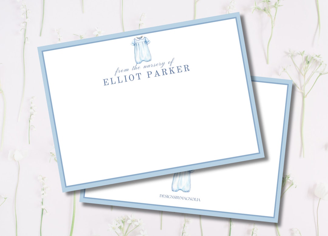 Personalized Baby Boy Stationary: Blue Nursery Cards - Etsy