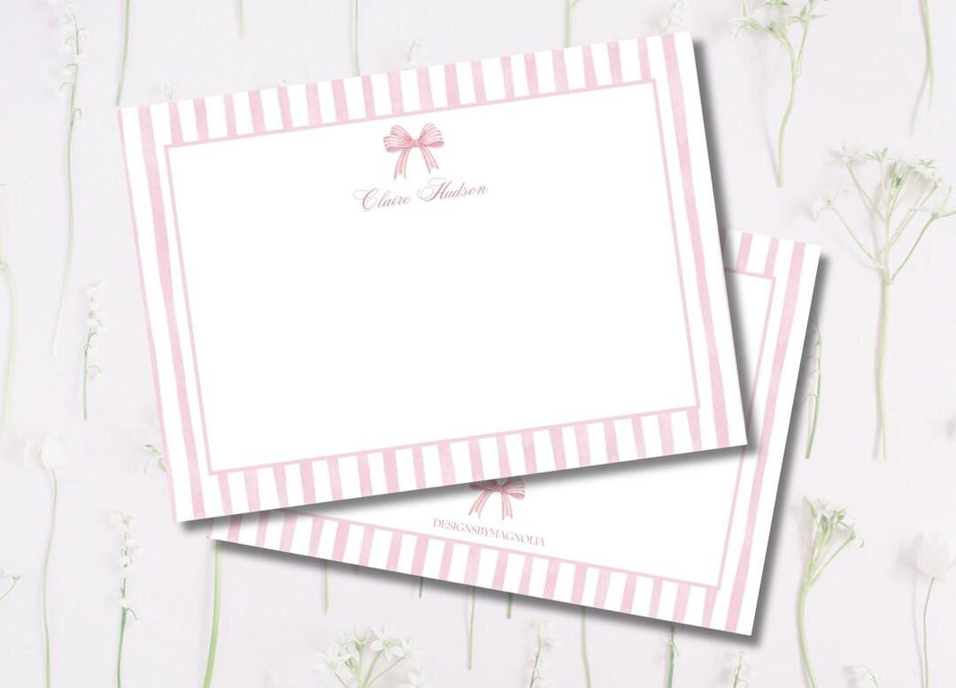 Pink Bow Stationary / Baby Shower / Thank You Cards / Nursery Cards ...