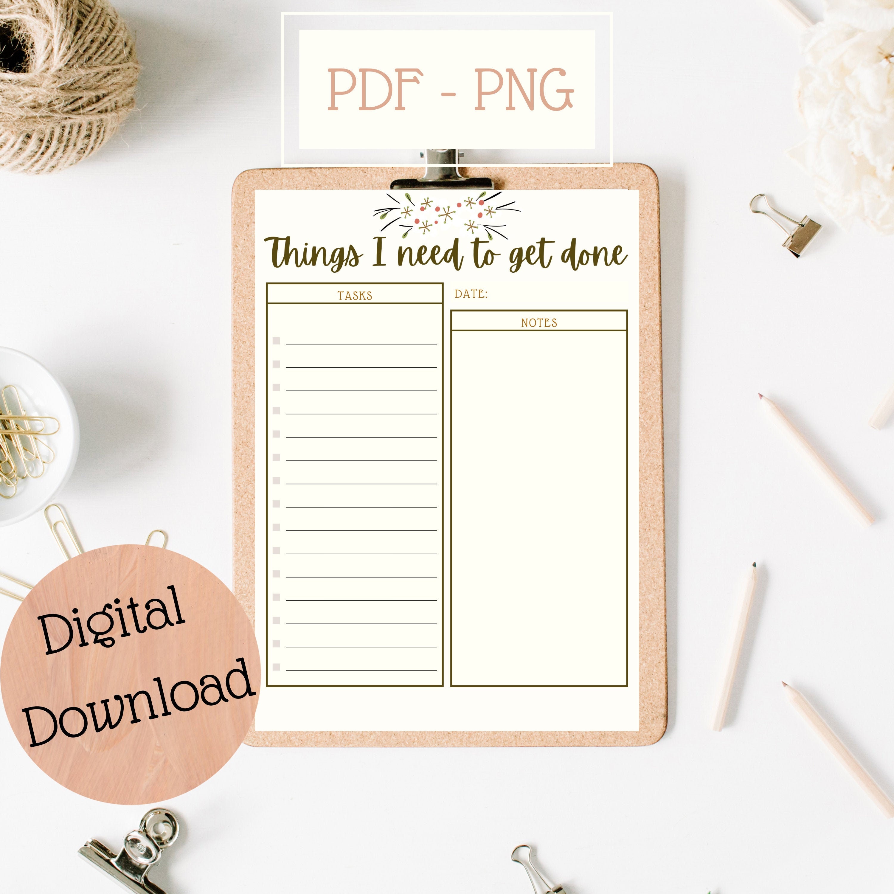 Things I Need to Get Done, to Do List Printable Planner, Simple to Do ...