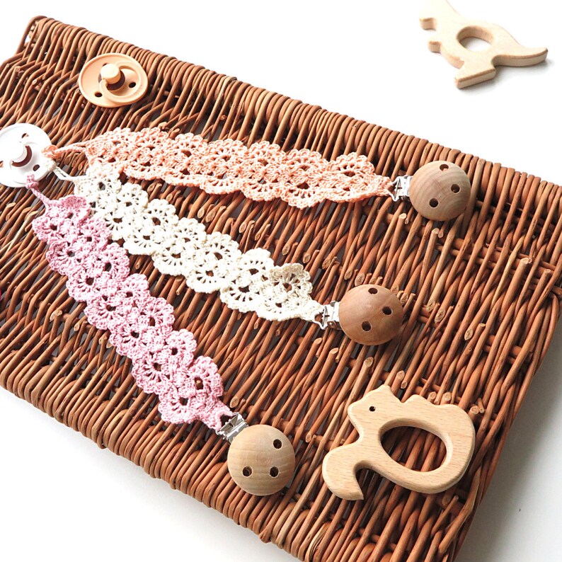 Crochet Pattern Pacifier Holder, Lacy Pacifier Holder, Pacifier Clip ...