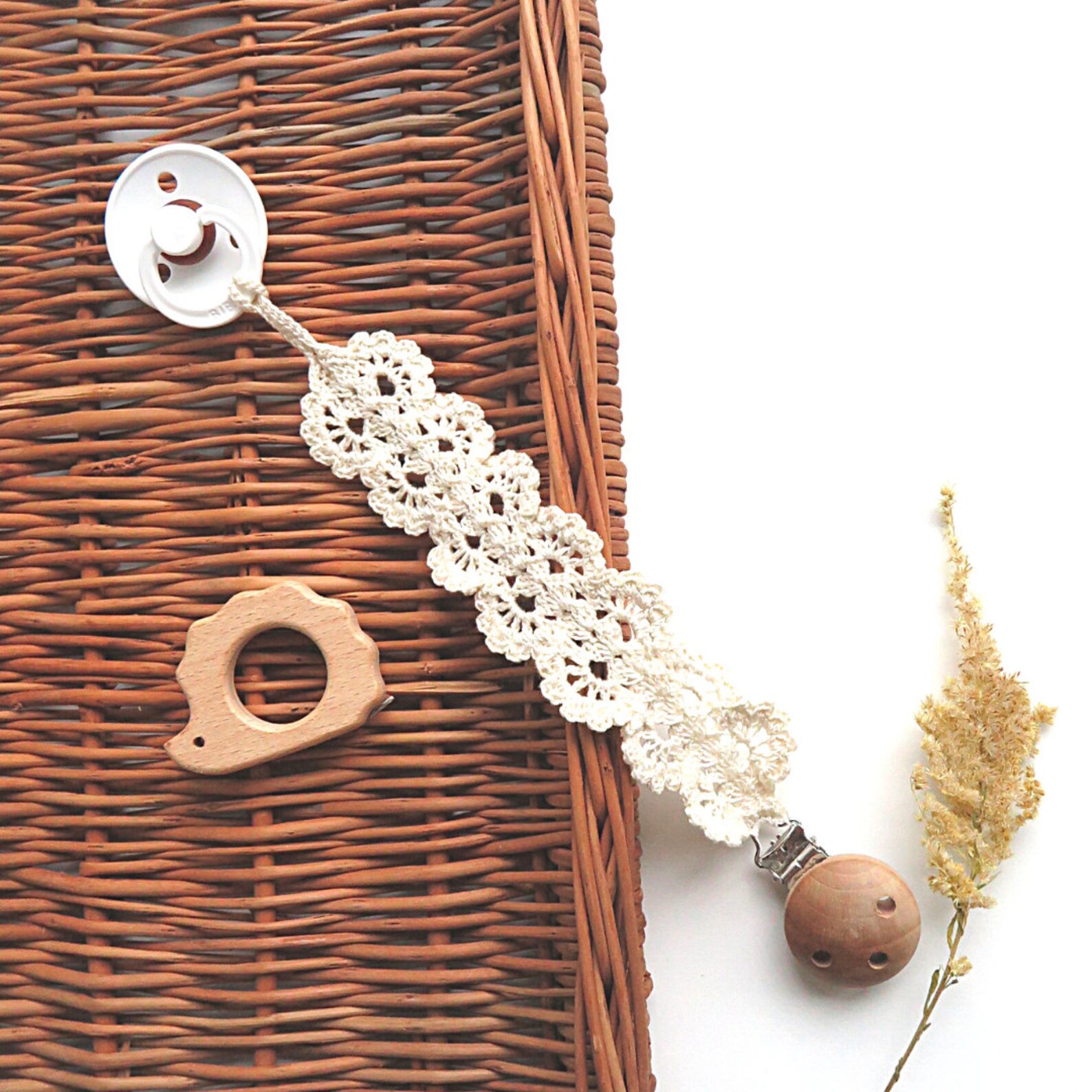 Crochet Pattern Pacifier Holder, Lacy Pacifier Holder, Pacifier Clip ...