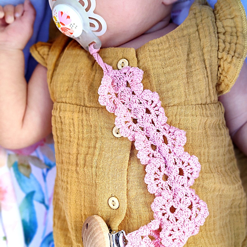 Crochet Pattern Pacifier Holder, Lacy Pacifier Holder, Pacifier Clip ...