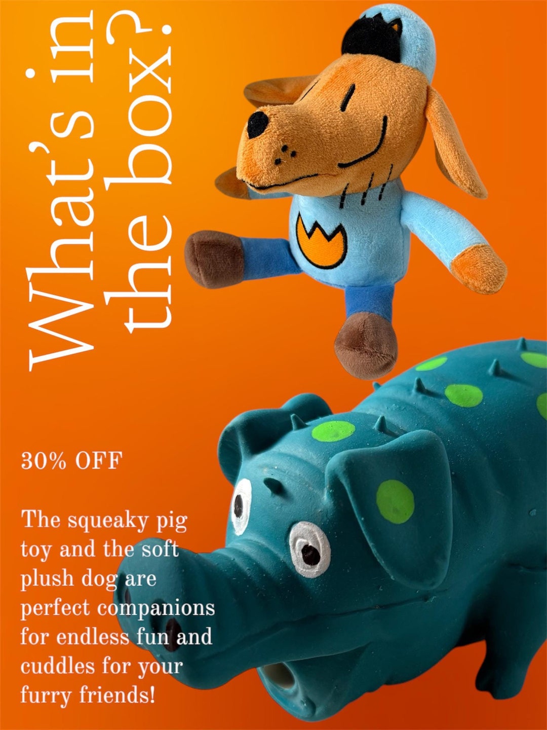 Plush Dog and Squeaky Pig Toys,cute and Durable Pet Toys for Endless ...