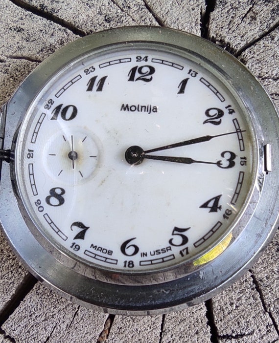Vintage Soviet Union Pocket Watch Molnija - Etsy