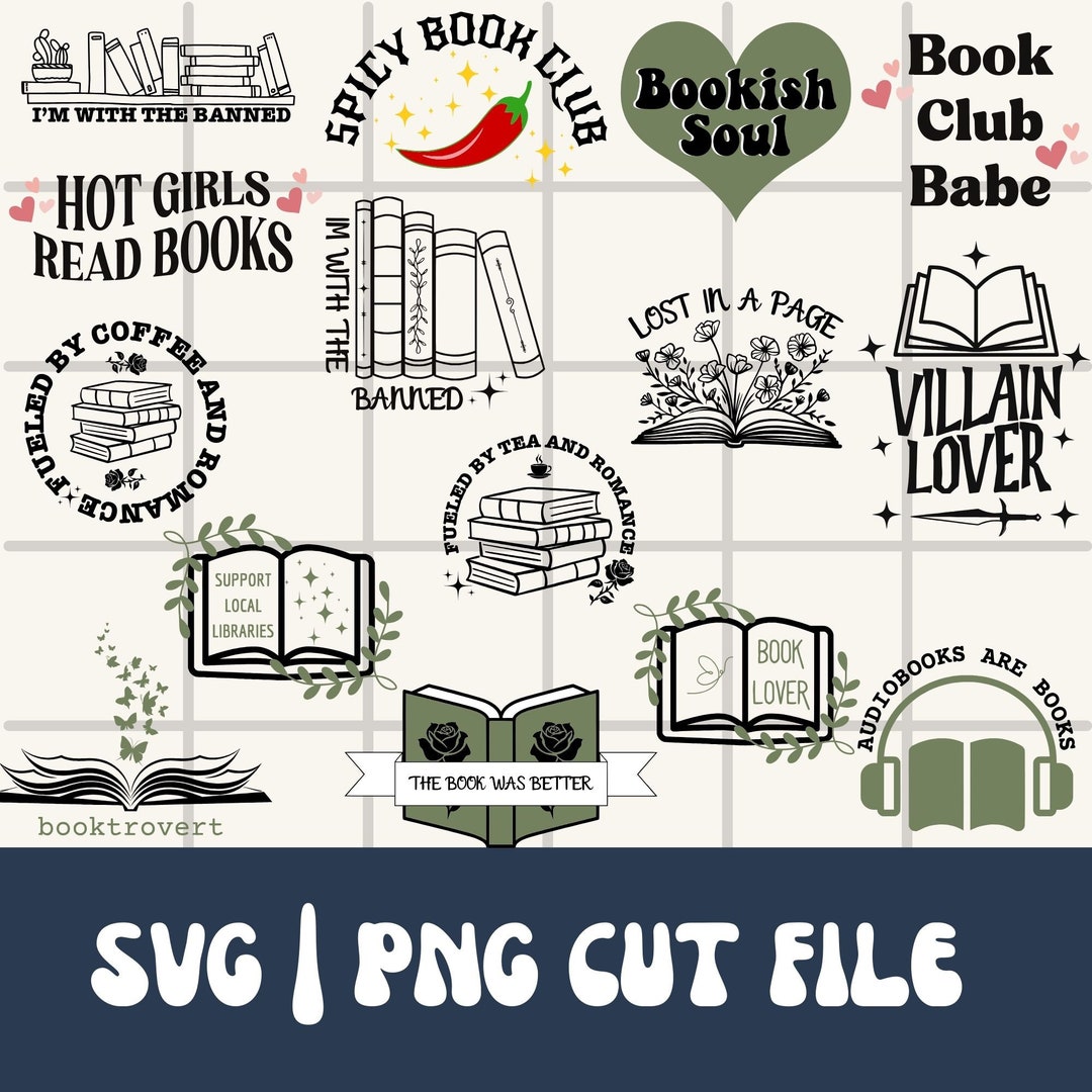 Book Svg Bundle | Book Lover Png Bundle | Smut Reader Svg | Bookish Svg ...