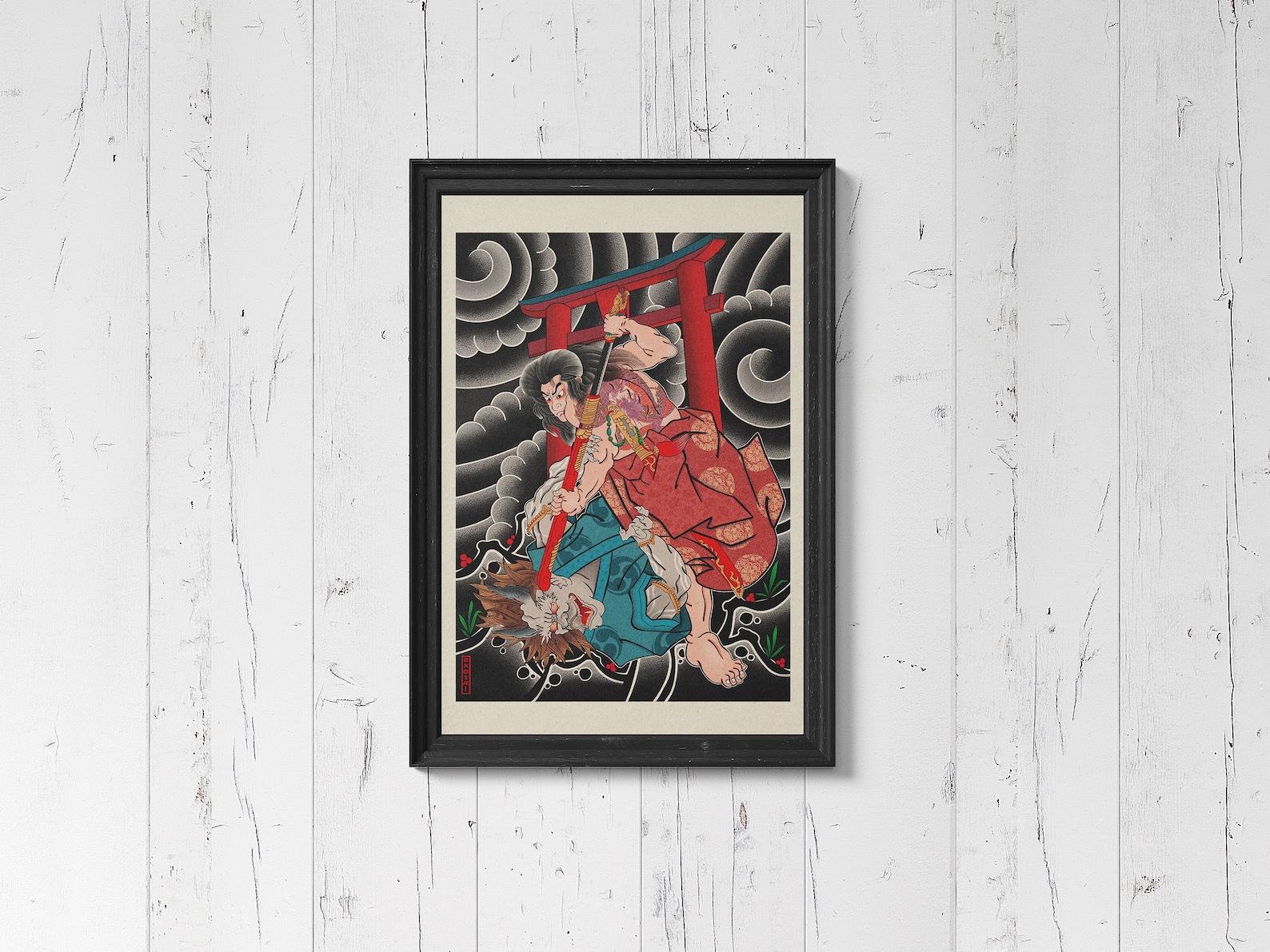 Big Colourful Japanese Samurai Tattoo Style Wall Art Print | Tattoo ...