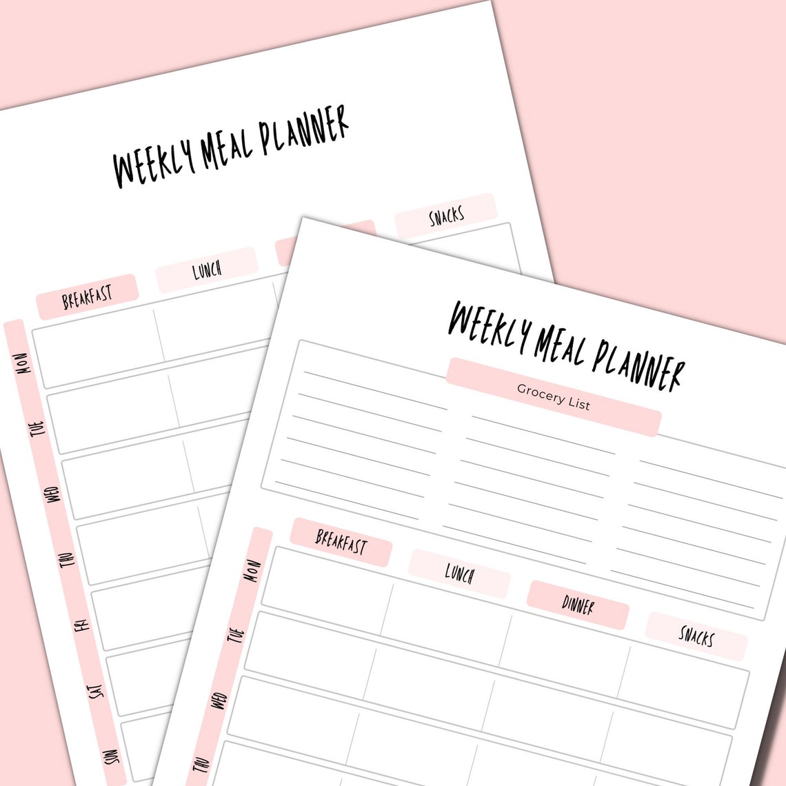 Weekly Meal Planner Printable With Grocery List Printable, Weekly Menu ...
