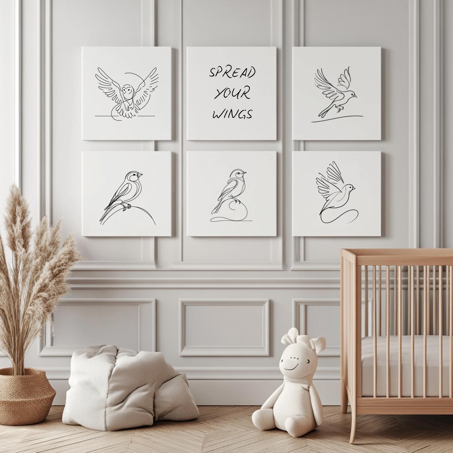 Minimalist Eastern Bluebird Line Art Canvas | Flowing Bird Drawing ...