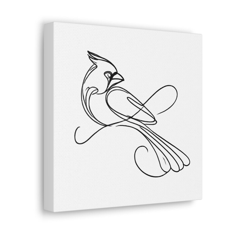 Minimalist Northern Cardinal Line Art Canvas | Flowing Bird Drawing ...
