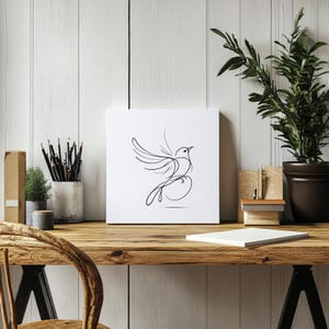 Minimalist American Robin Line Art Canvas | Flowing Bird Drawing ...