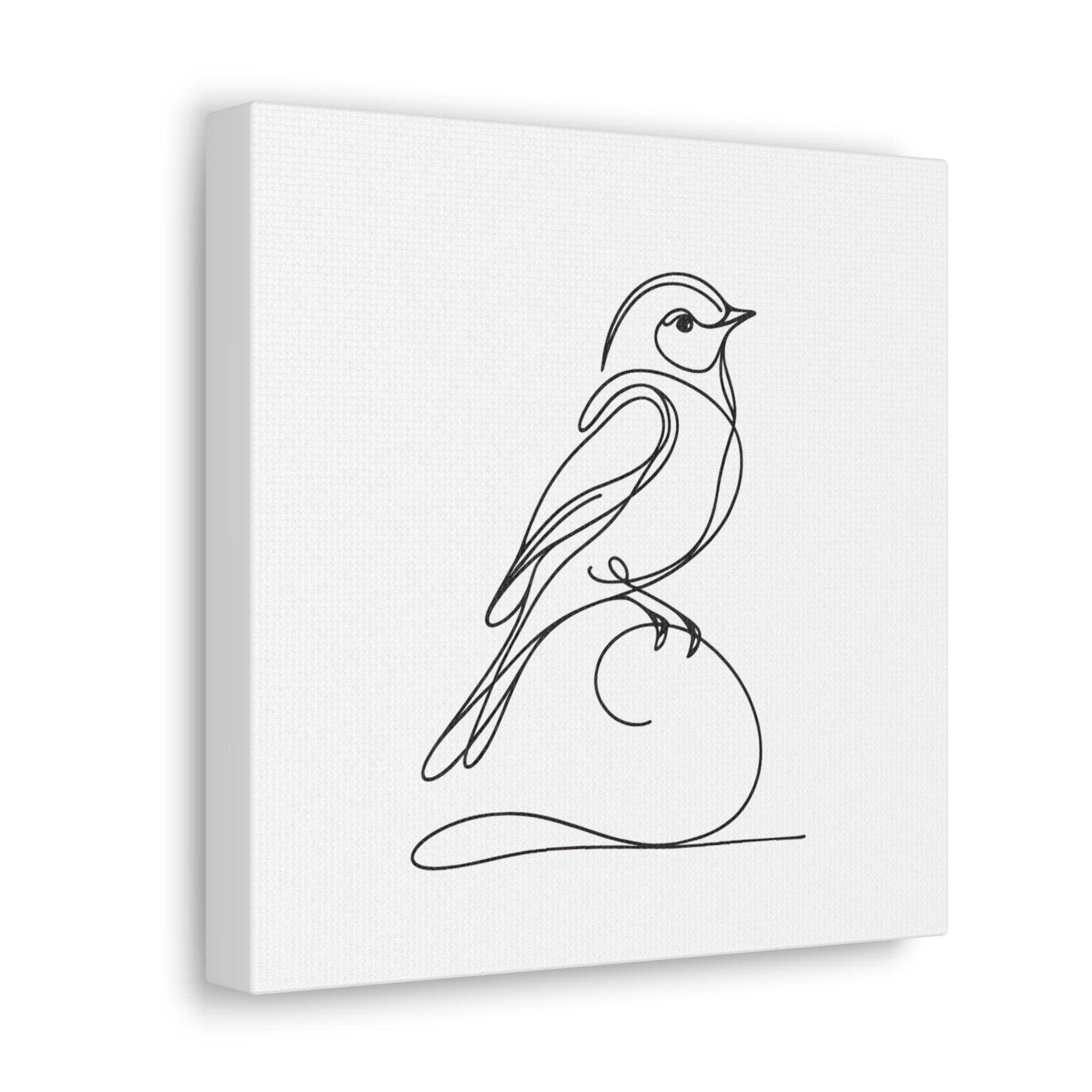 Minimalist Eastern Bluebird Line Art Canvas | Flowing Bird Drawing ...