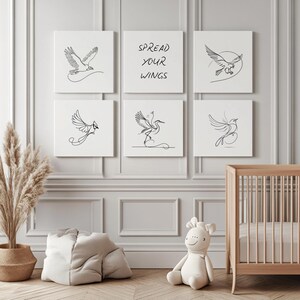 Minimalist American Robin Line Art Canvas | Flowing Bird Drawing ...