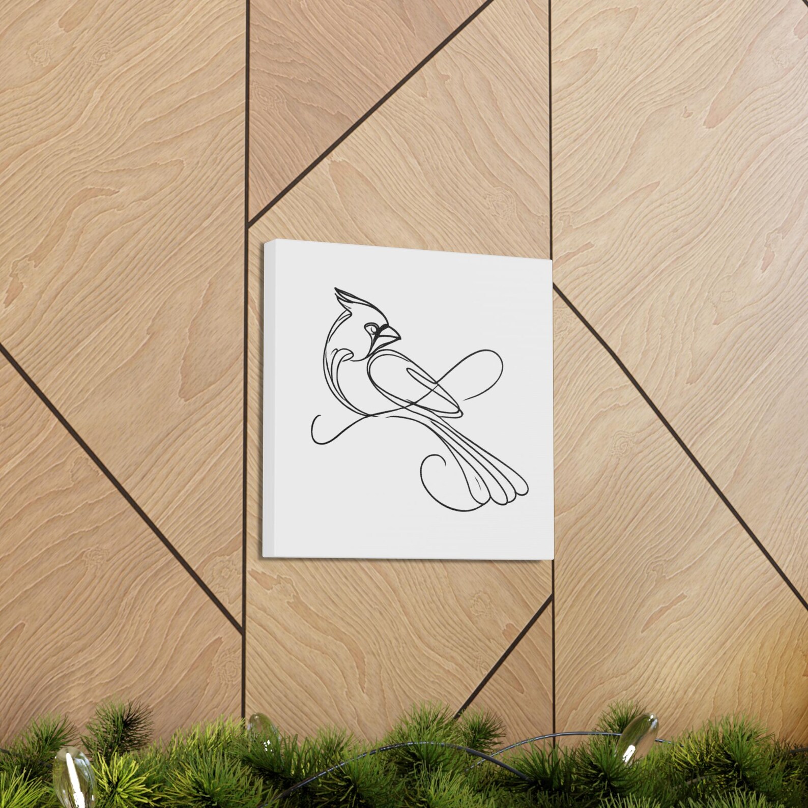 Minimalist Northern Cardinal Line Art Canvas | Flowing Bird Drawing ...
