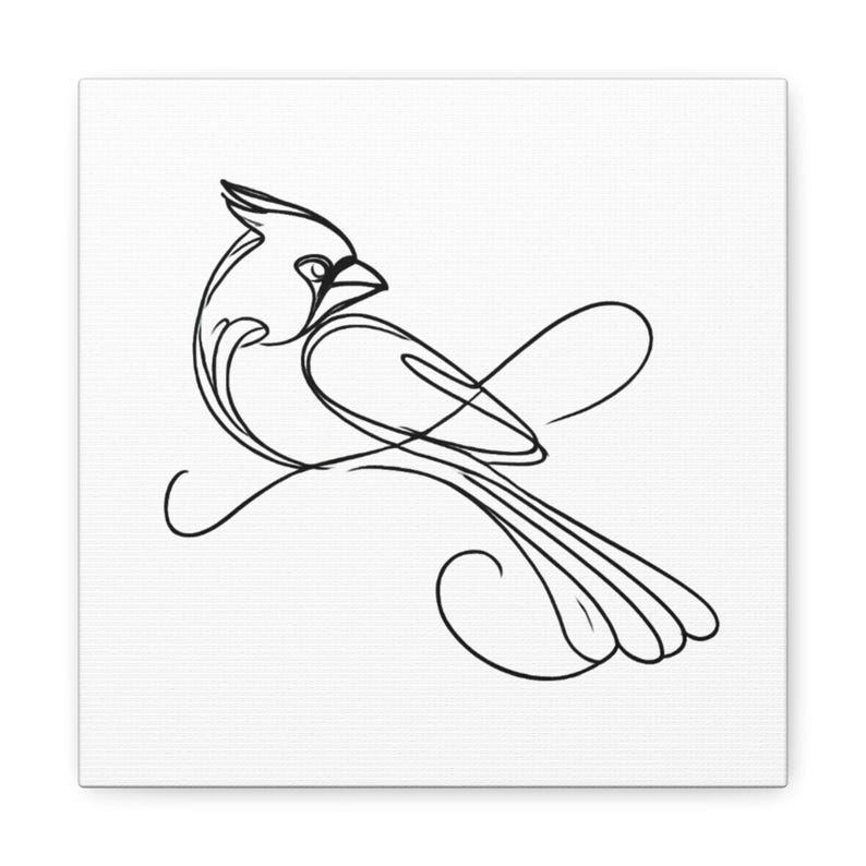 Minimalist Northern Cardinal Line Art Canvas | Flowing Bird Drawing ...