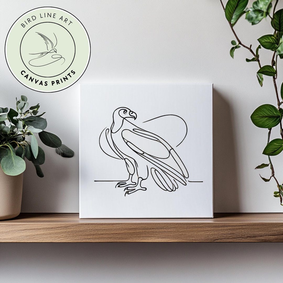Minimalist California Condor Line Art Canvas | Flowing Bird Drawing ...