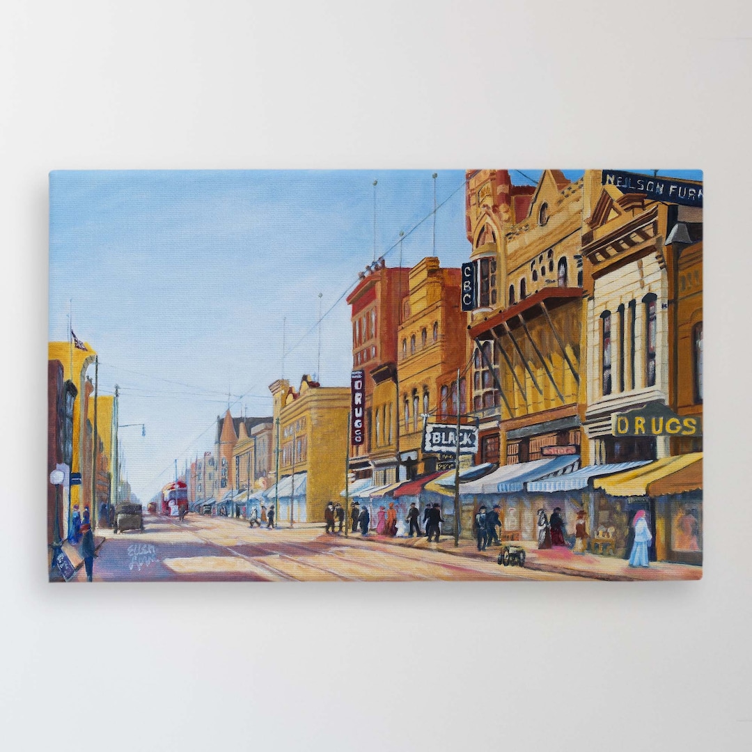 1920s Calgary Street Scene - Oil Painting Canvas Print - Etsy
