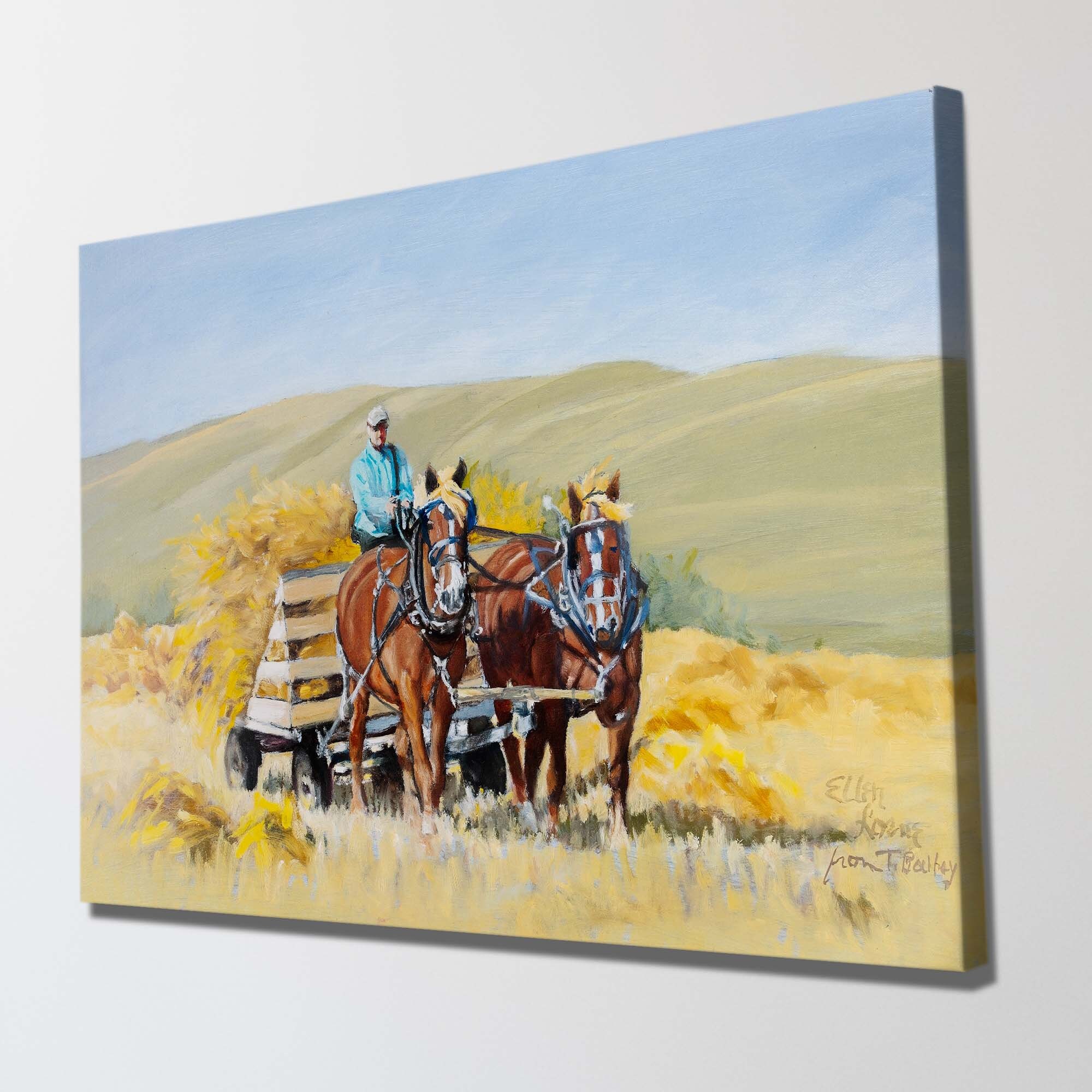 Another Load: A Farmer and His Draft Horses | Oil Painting Canvas Print ...