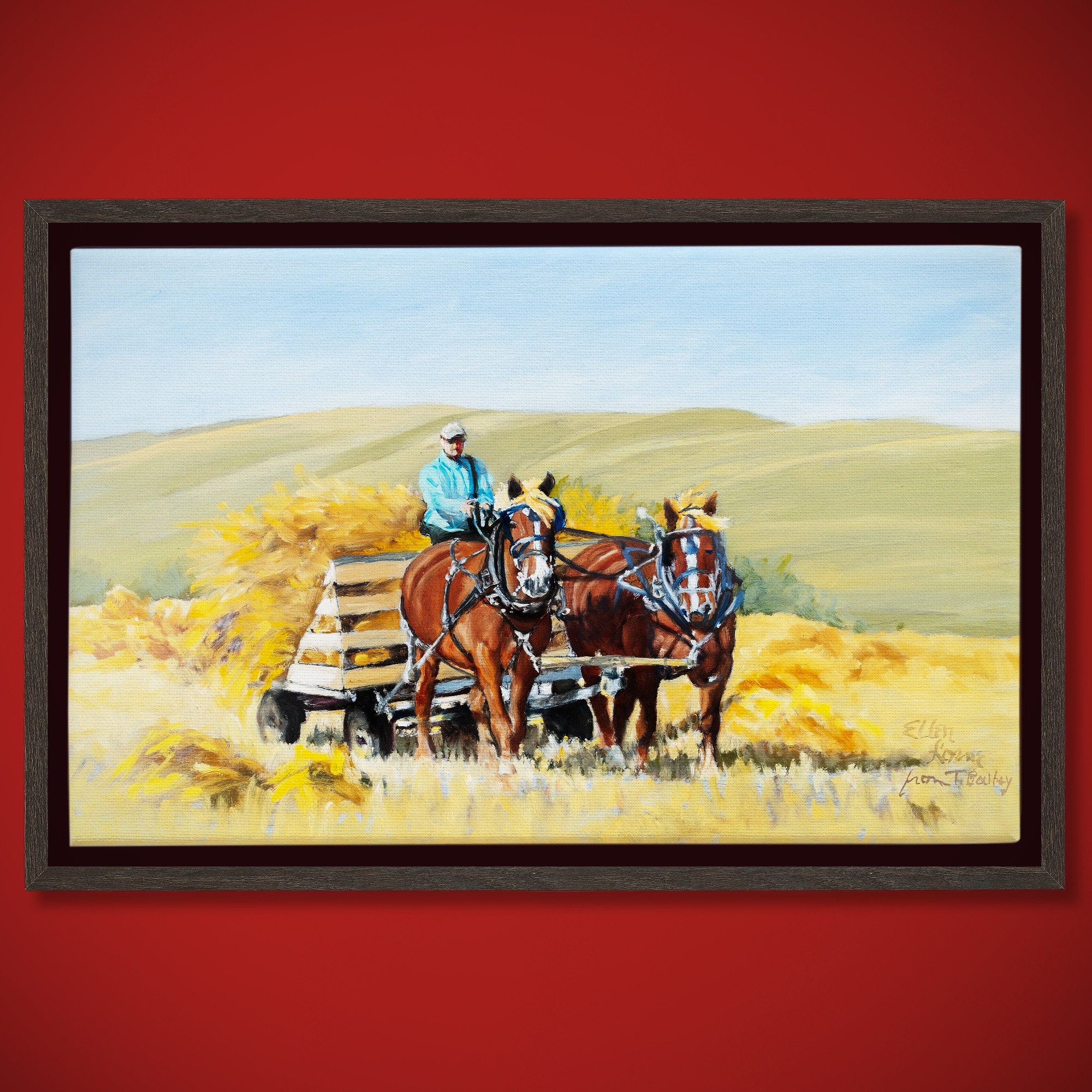 Another Load: A Farmer and His Draft Horses | Oil Painting Canvas Print ...