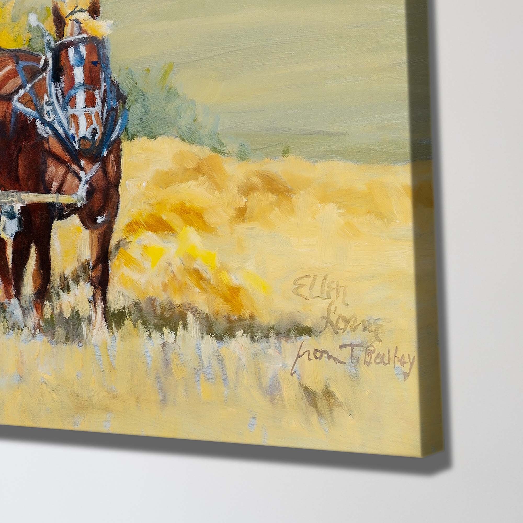 Another Load: A Farmer and His Draft Horses | Oil Painting Canvas Print ...