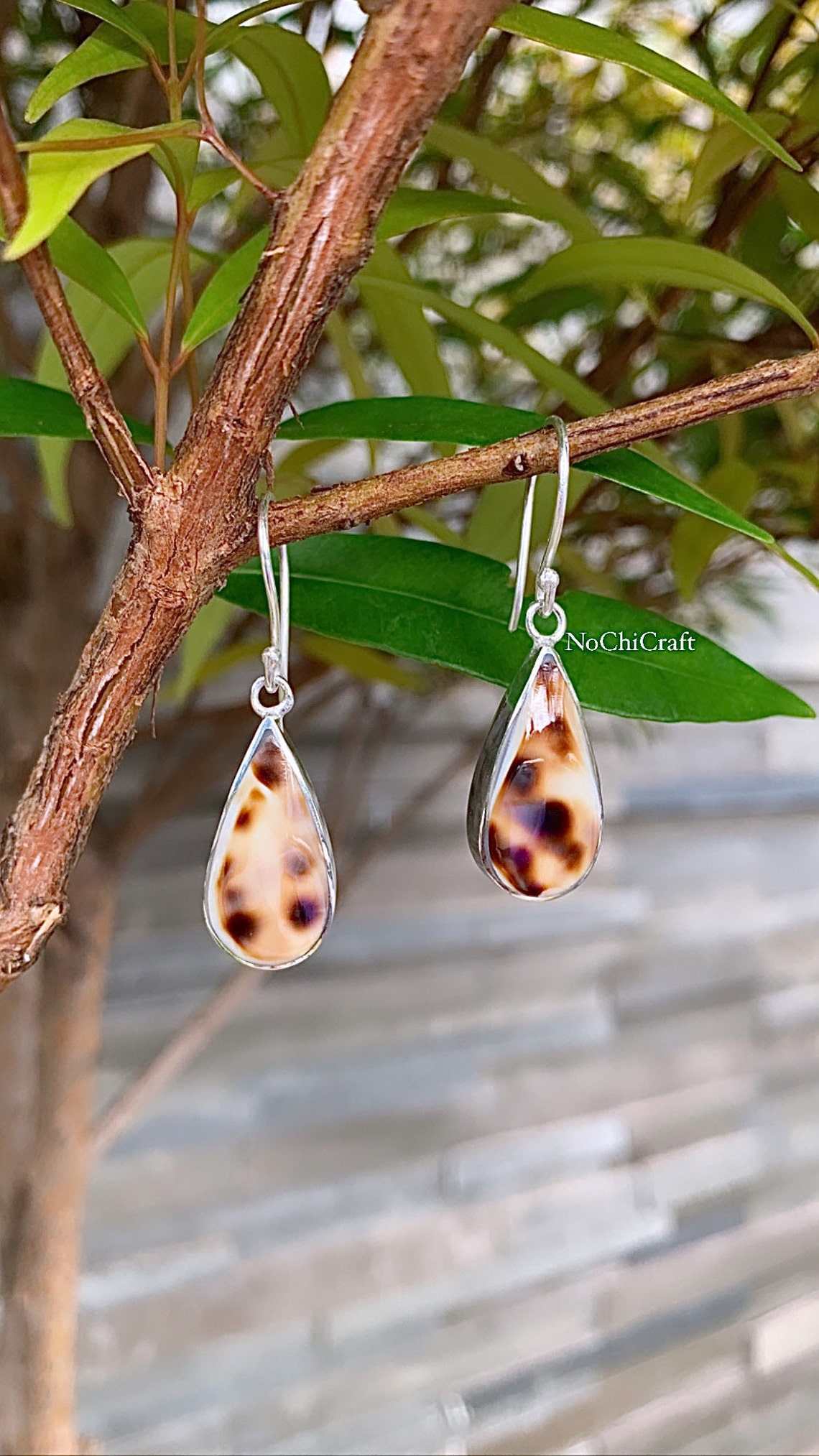 Leopard Shell Earring Leopard Dangle Earring Shell Teardrop - Etsy