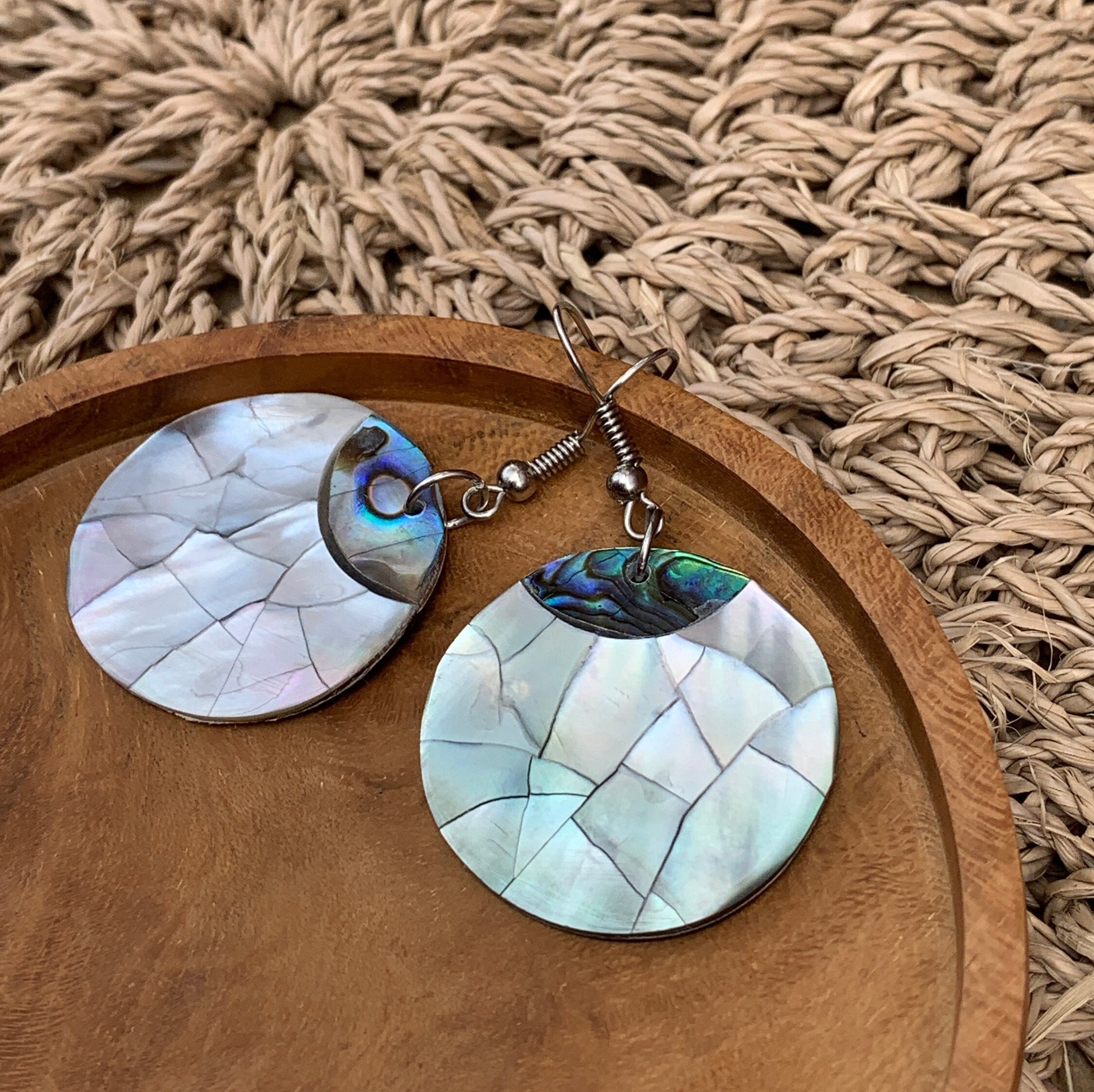 Abalone Round Shaped Earring Paua Shell Earring Boho Earring - Etsy