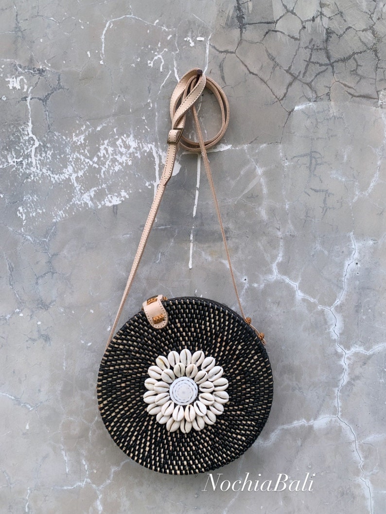 Black Round Rattan Bag Boho Rattan Bag Boho Crossbody Bag - Etsy