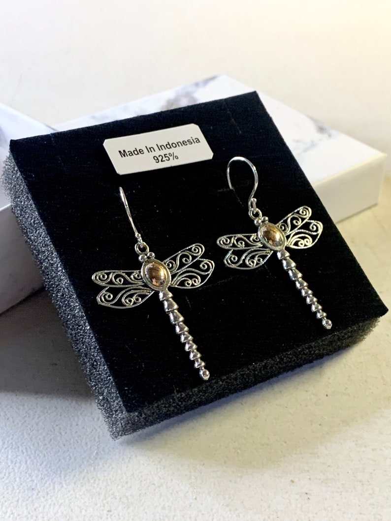 Silver Dragonfly Earring Dangle Insect Earring Dragonfly - Etsy