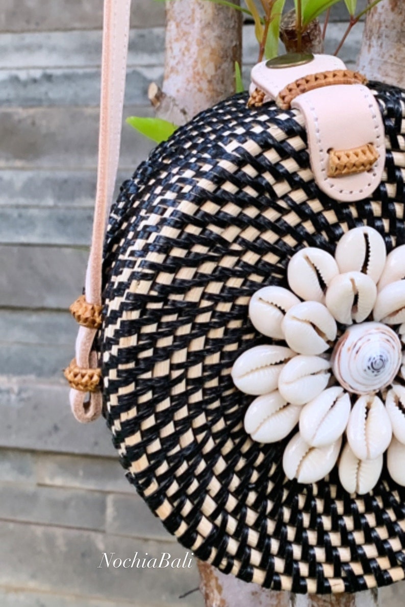 Black Round Rattan Bag Boho Rattan Bag Boho Crossbody Bag - Etsy