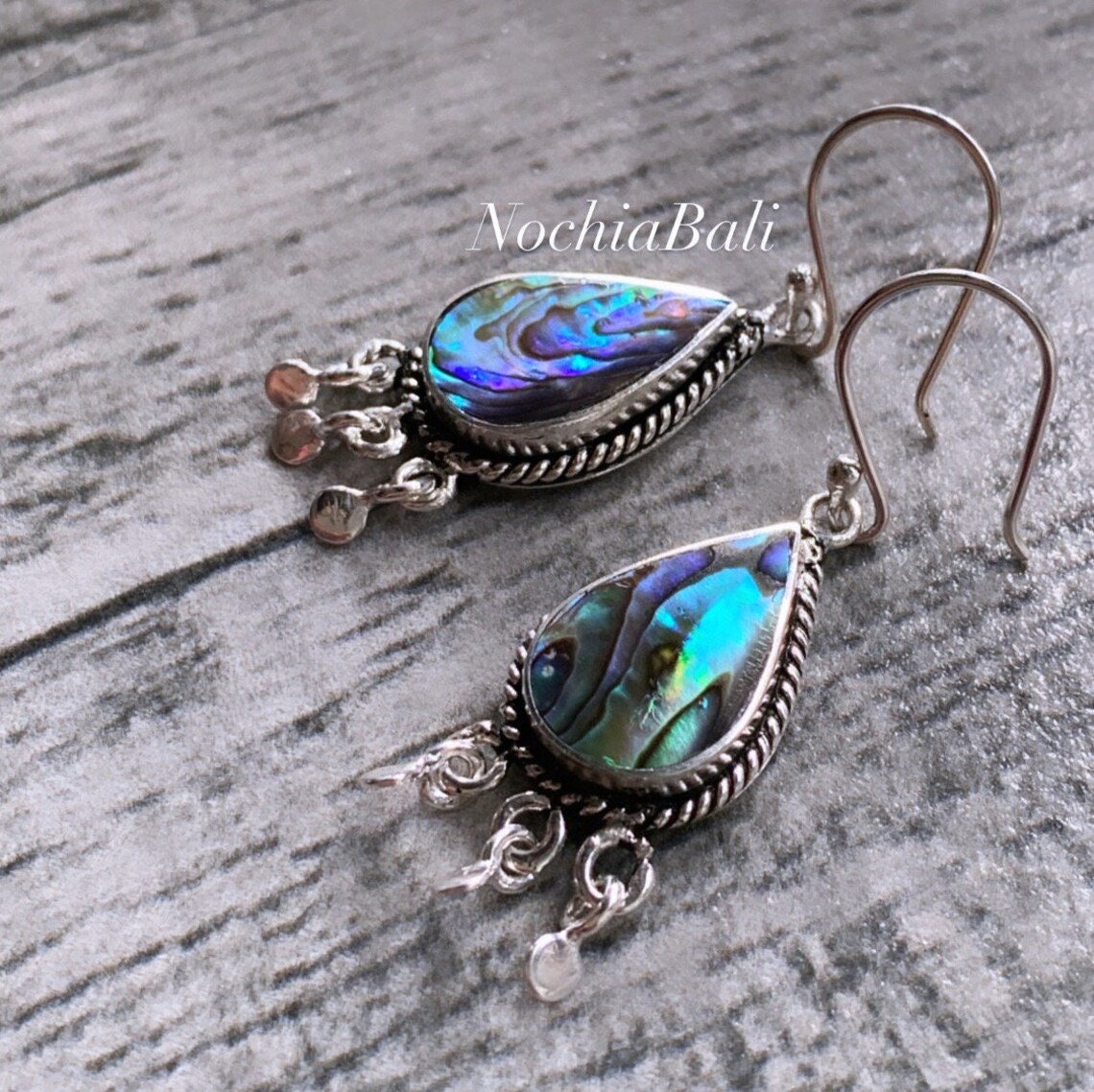 Abalone Dangle Earring, Boho Teardrop Earring, Boho Sterling Silver ...