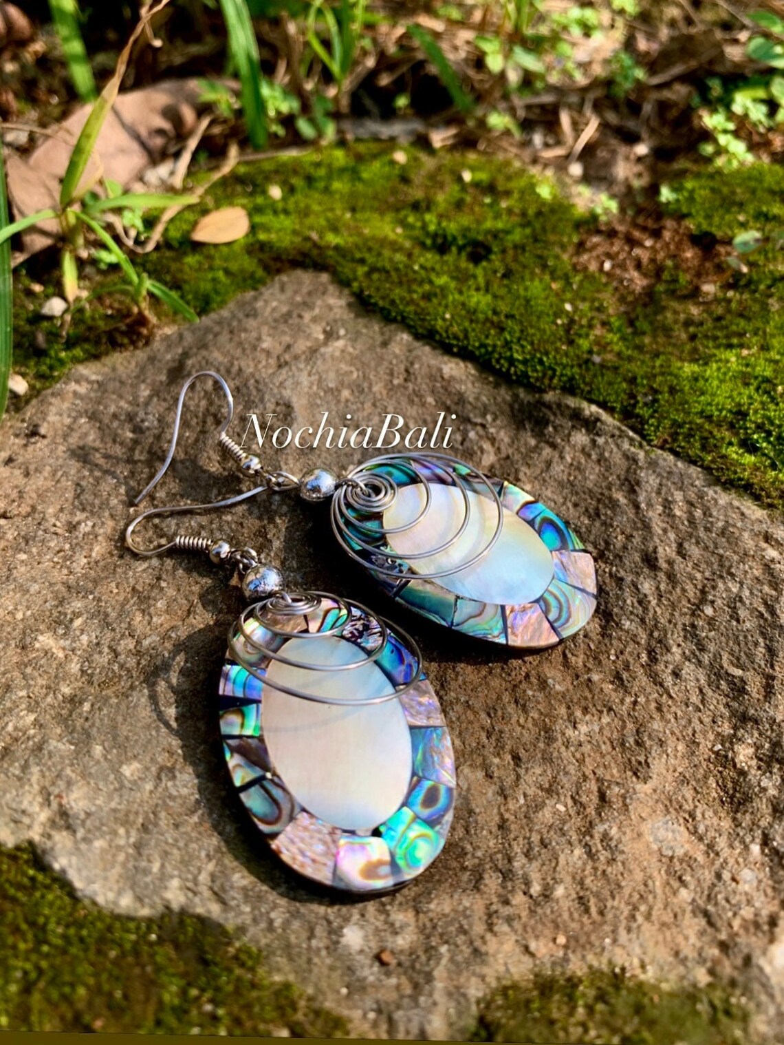 Abalone Oval Earring Abalone Shell Earrings Bohemian - Etsy