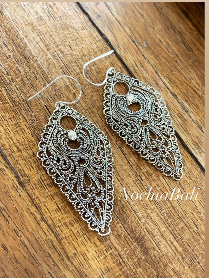 Boho Silver Earring Large Dangle Earring Art Nouveau - Etsy