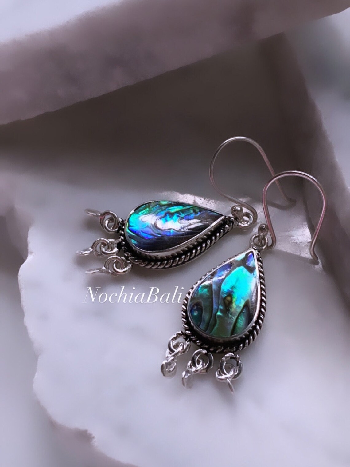 Abalone Dangle Earring Boho Teardrop Earring Boho Sterling - Etsy