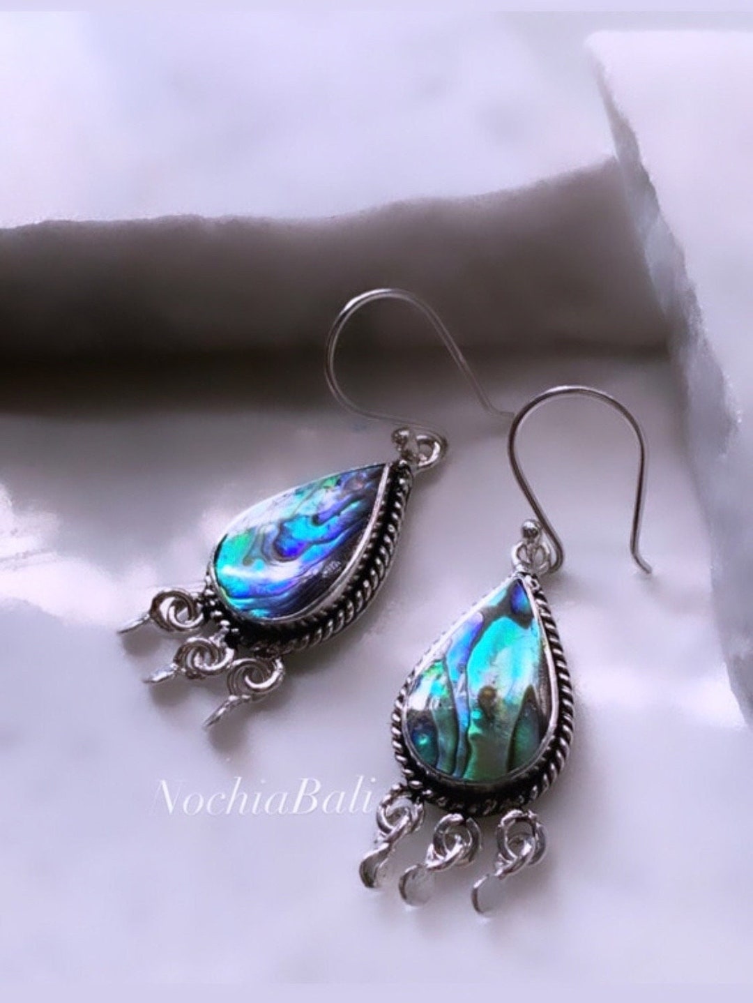 Abalone Dangle Earring Boho Teardrop Earring Boho Sterling - Etsy