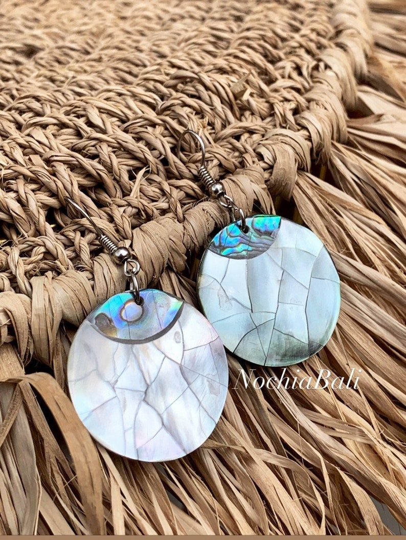 Abalone Round Shaped Earring Paua Shell Earring Boho Earring - Etsy