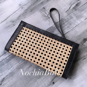 Leather Rattan Purse Cane Webbing Clutch Handmade Summer - Etsy
