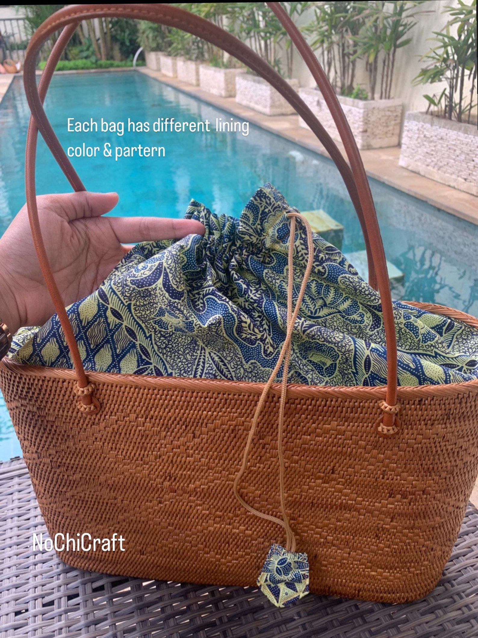 Summer Rattan Tote Straw Tote Bag Woven Beach Bag One - Etsy