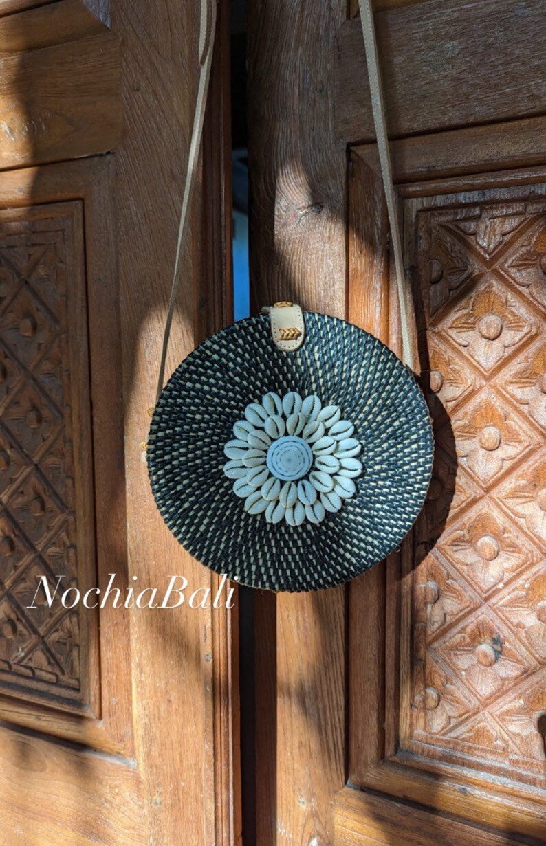 Black Round Rattan Bag Boho Rattan Bag Boho Crossbody Bag - Etsy