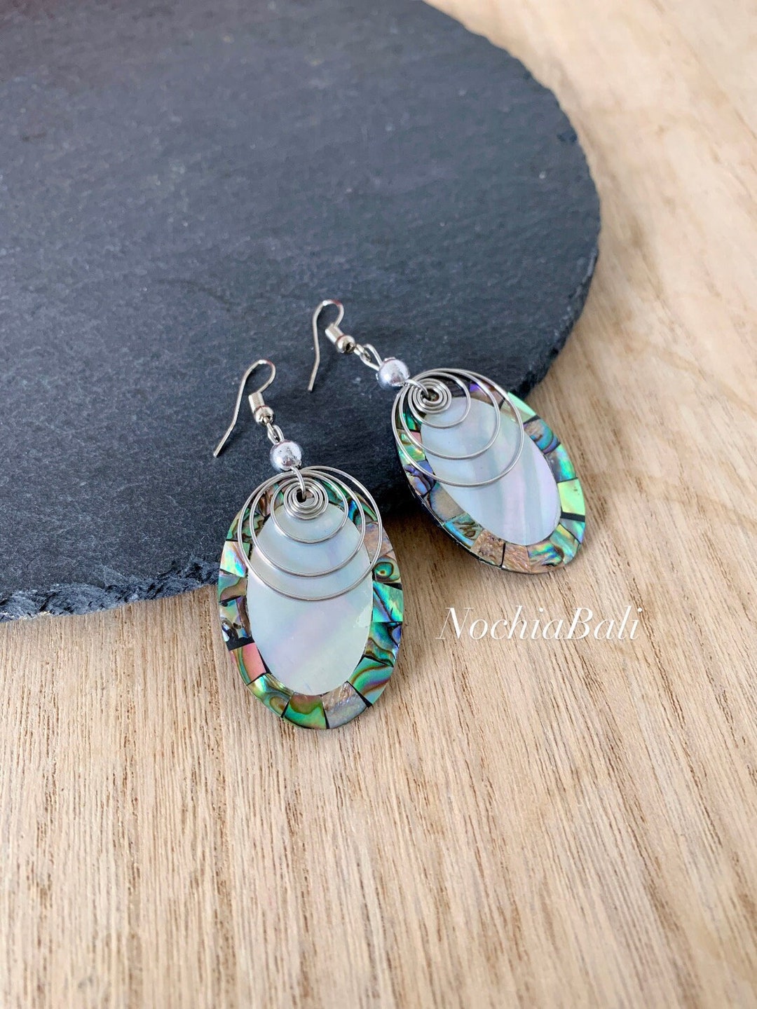 Abalone Oval Earring, Abalone Shell Earrings, Bohemian Earring, Boho ...