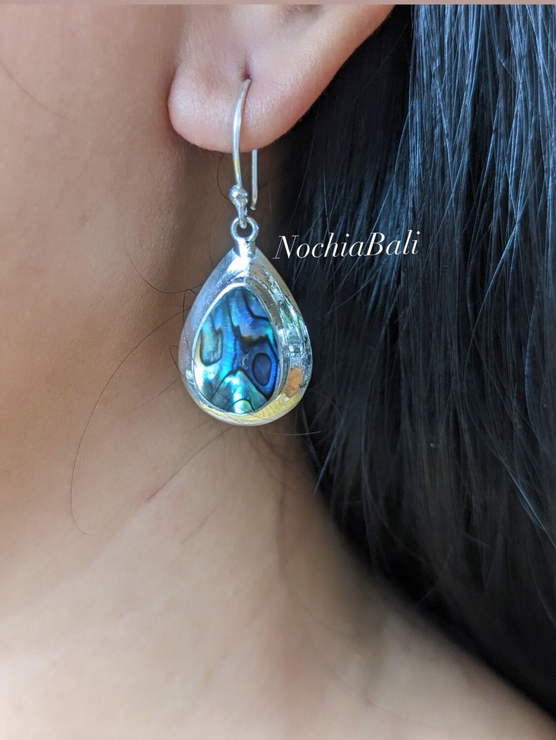 Abalone Teardrop Earring Boho Teardrop Earring Sterling Etsy