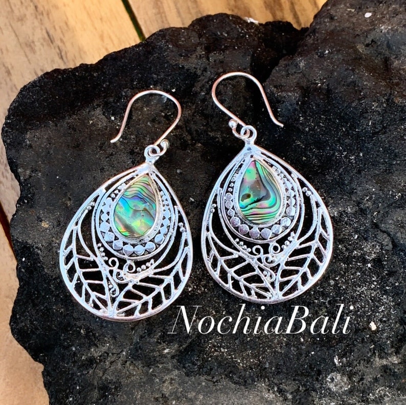 Teal Abalone Earring Natural Shell Earrings Boho Shell - Etsy