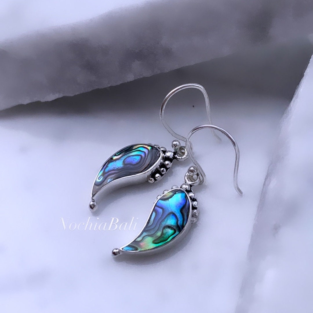 Leaf Abalone Earrings, Natural Abalone Earrings, Boho Abalone Earring ...