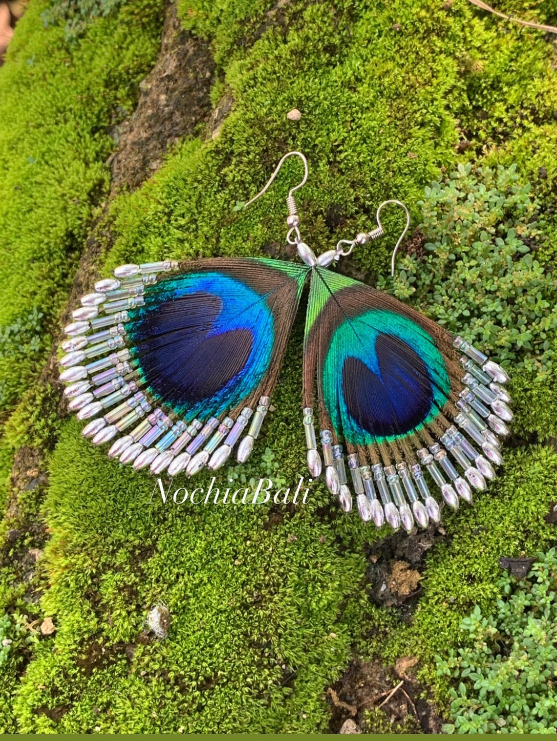 Peacock Feathers Earring Handmade Earring Silver Peacock - Etsy