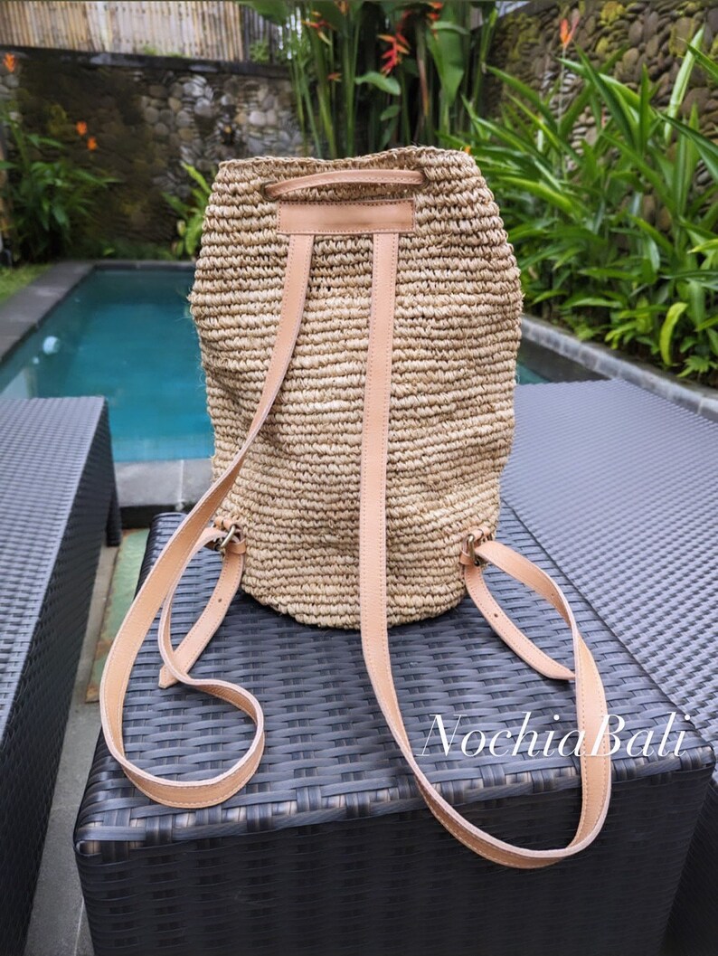Beach Straw Backpack Woven Raffia Backpack Backpack With - Etsy