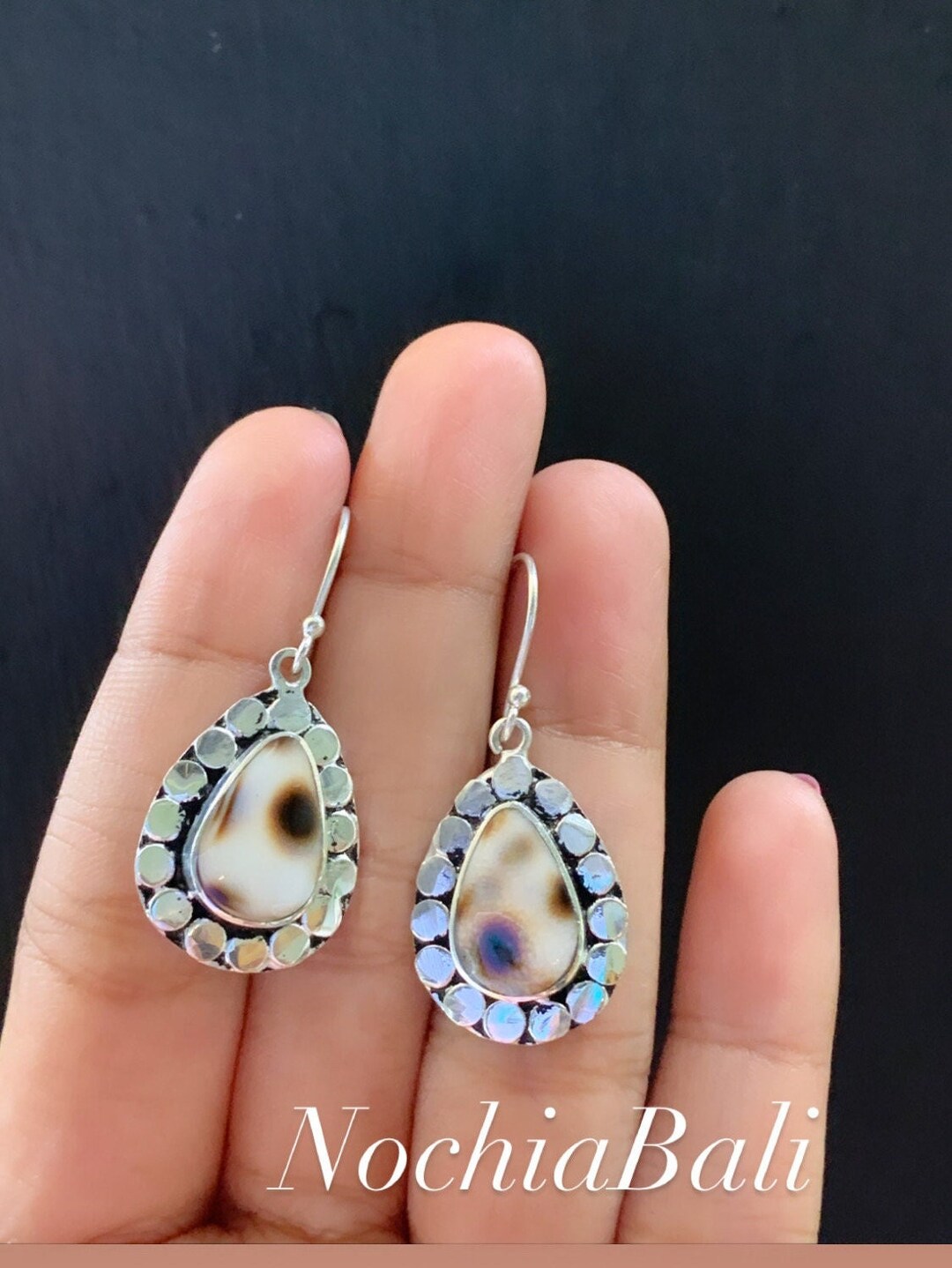 Leopard Shell Earring Shell Teardrop Earring Leopard Dangle - Etsy