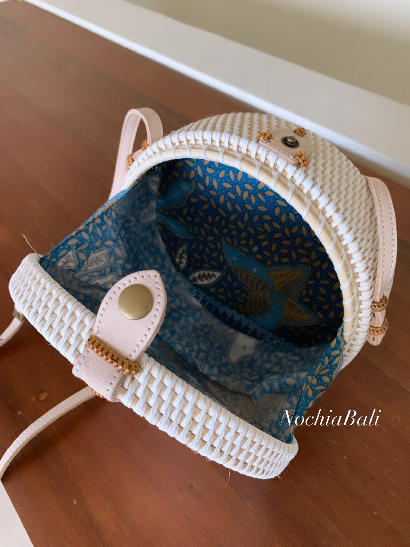 White Rattan Bag Boho Round Bag Rattan Sling Bag Straw - Etsy