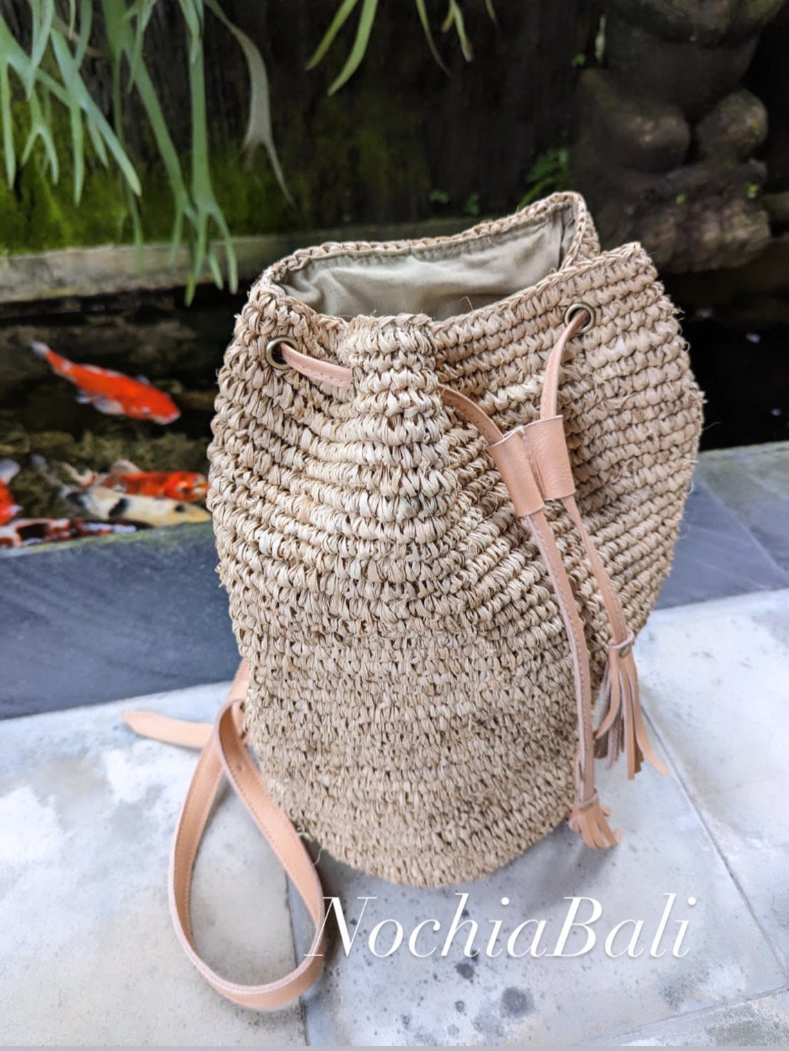 Beach Straw Backpack Woven Raffia Backpack Backpack With - Etsy